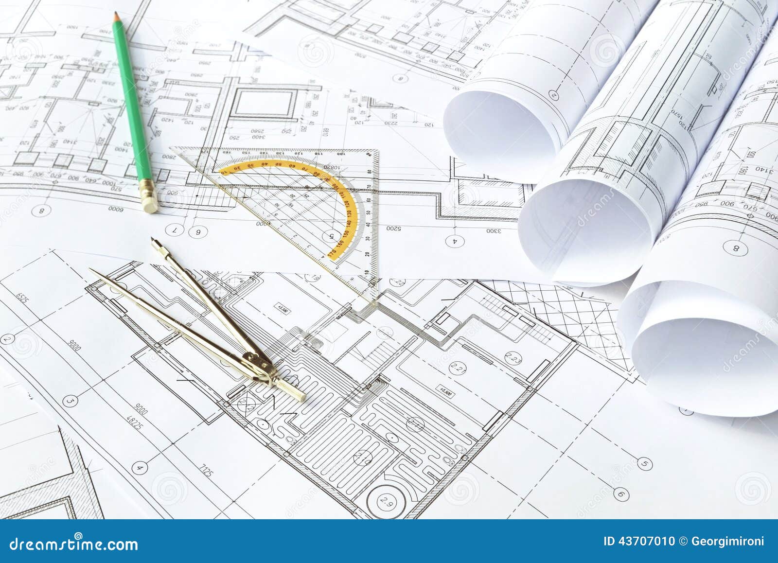 Project drawings stock photo. Image of graphic, blueprint - 43707010