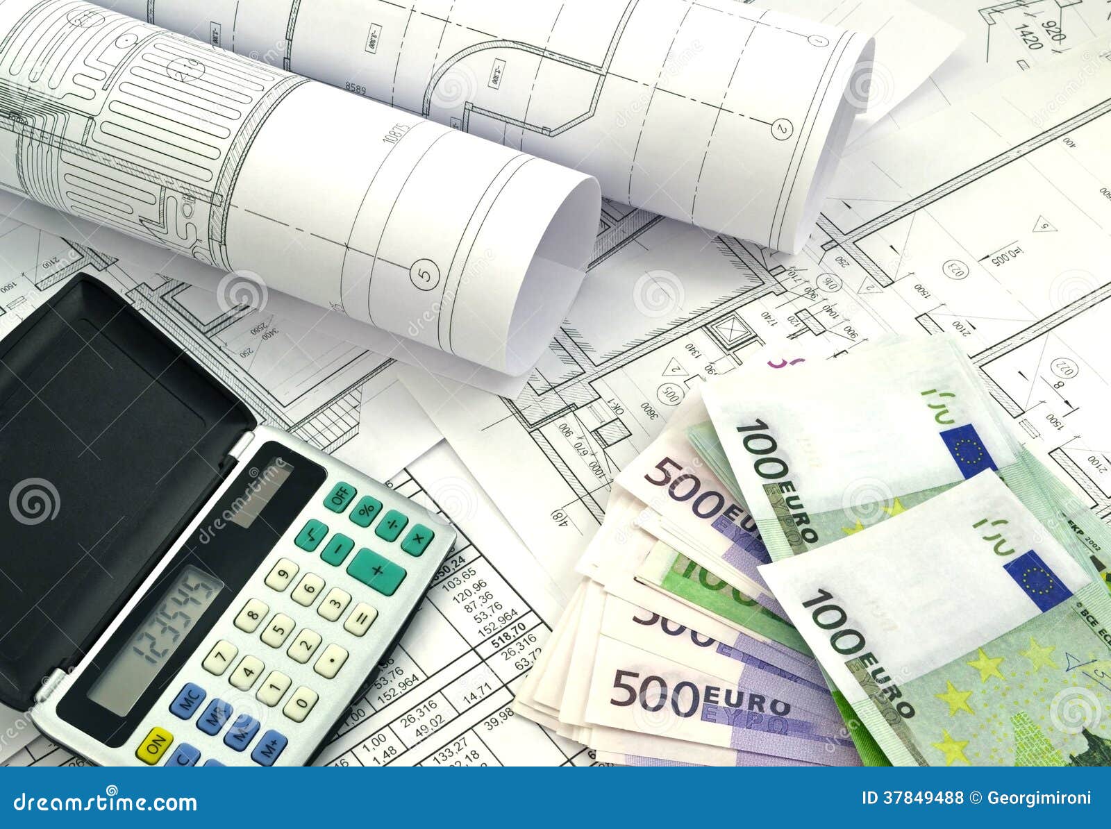 Project drawings and money stock photo. Image of diagram - 37849488