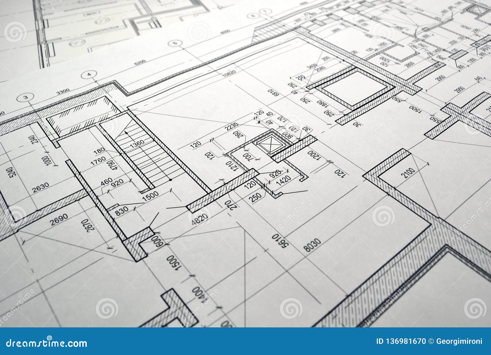 Project drawings stock photo. Image of engineering, works - 136981670