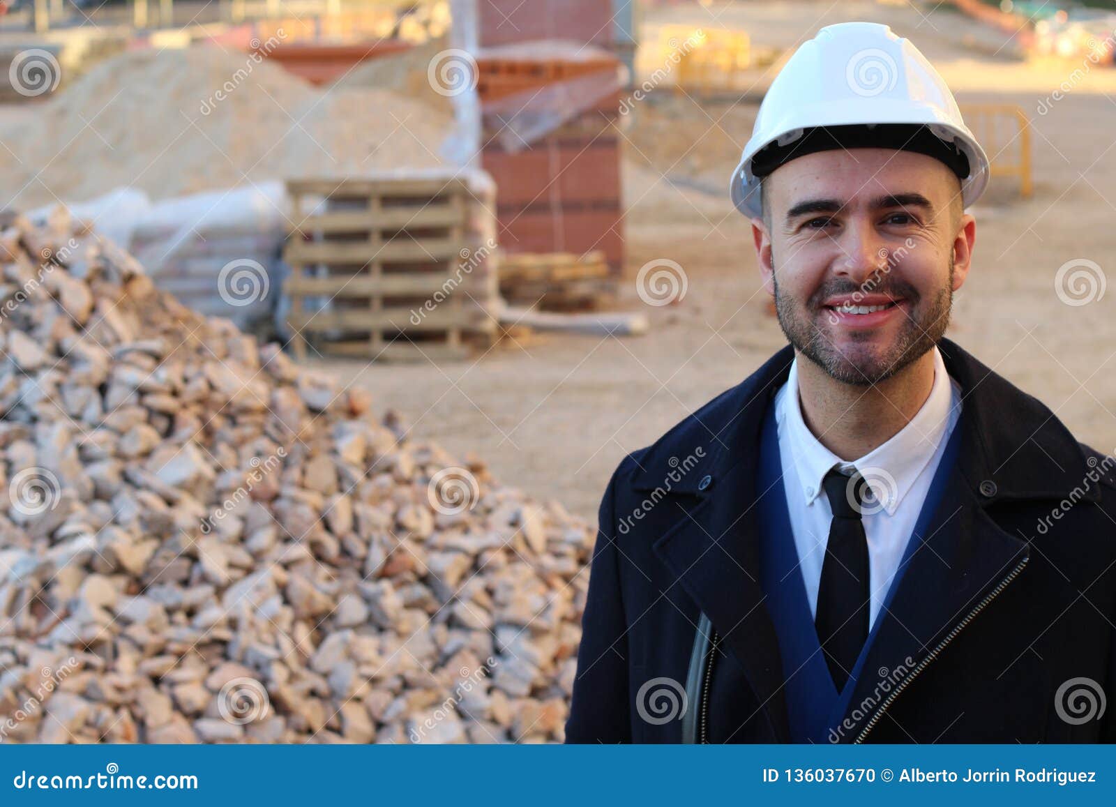 Project Engineer in Construction Site Stock Photo - Image of german ...