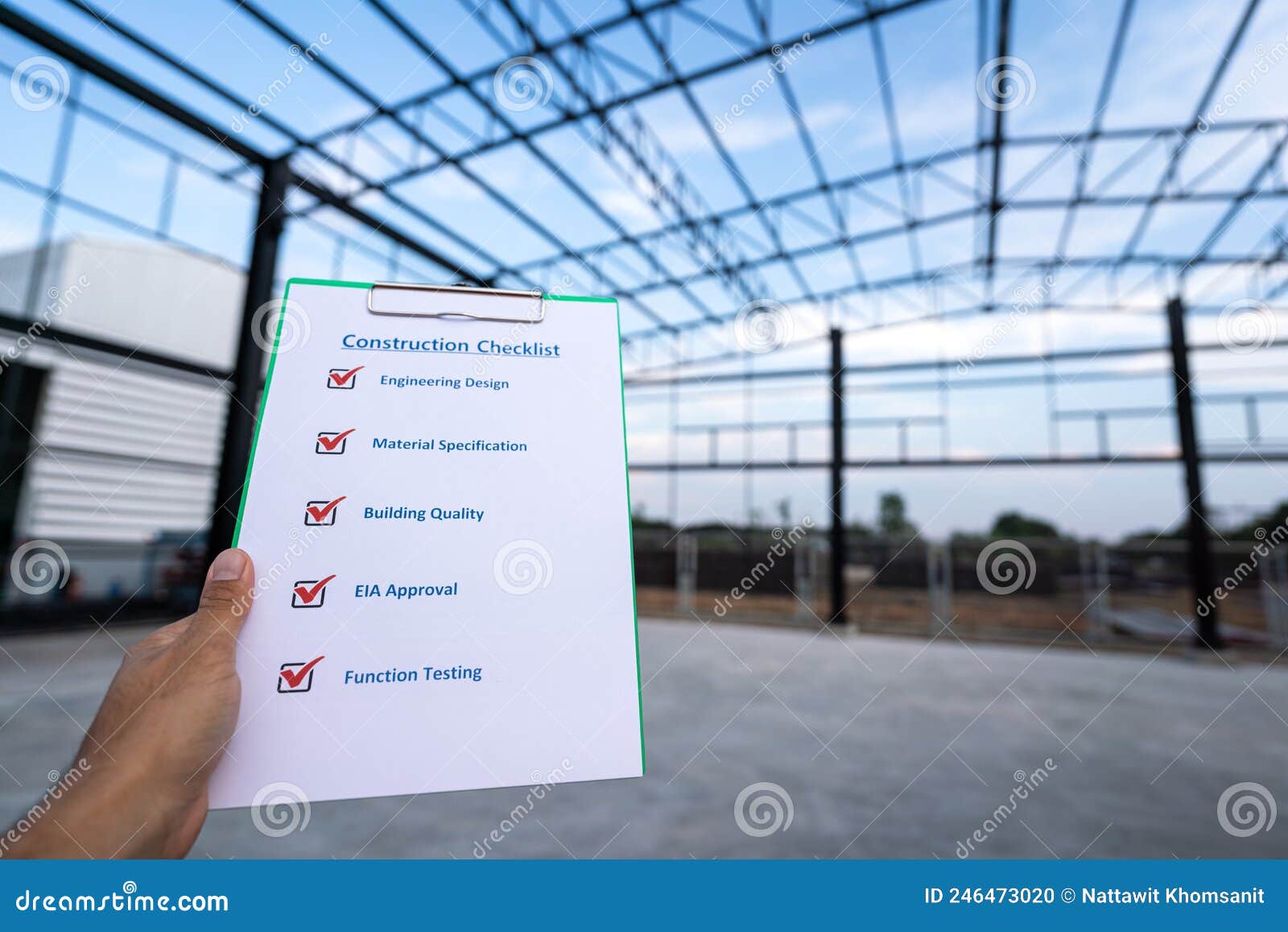 A Project Engineer is Using Construction Safety Checklist. Stock Photo ...