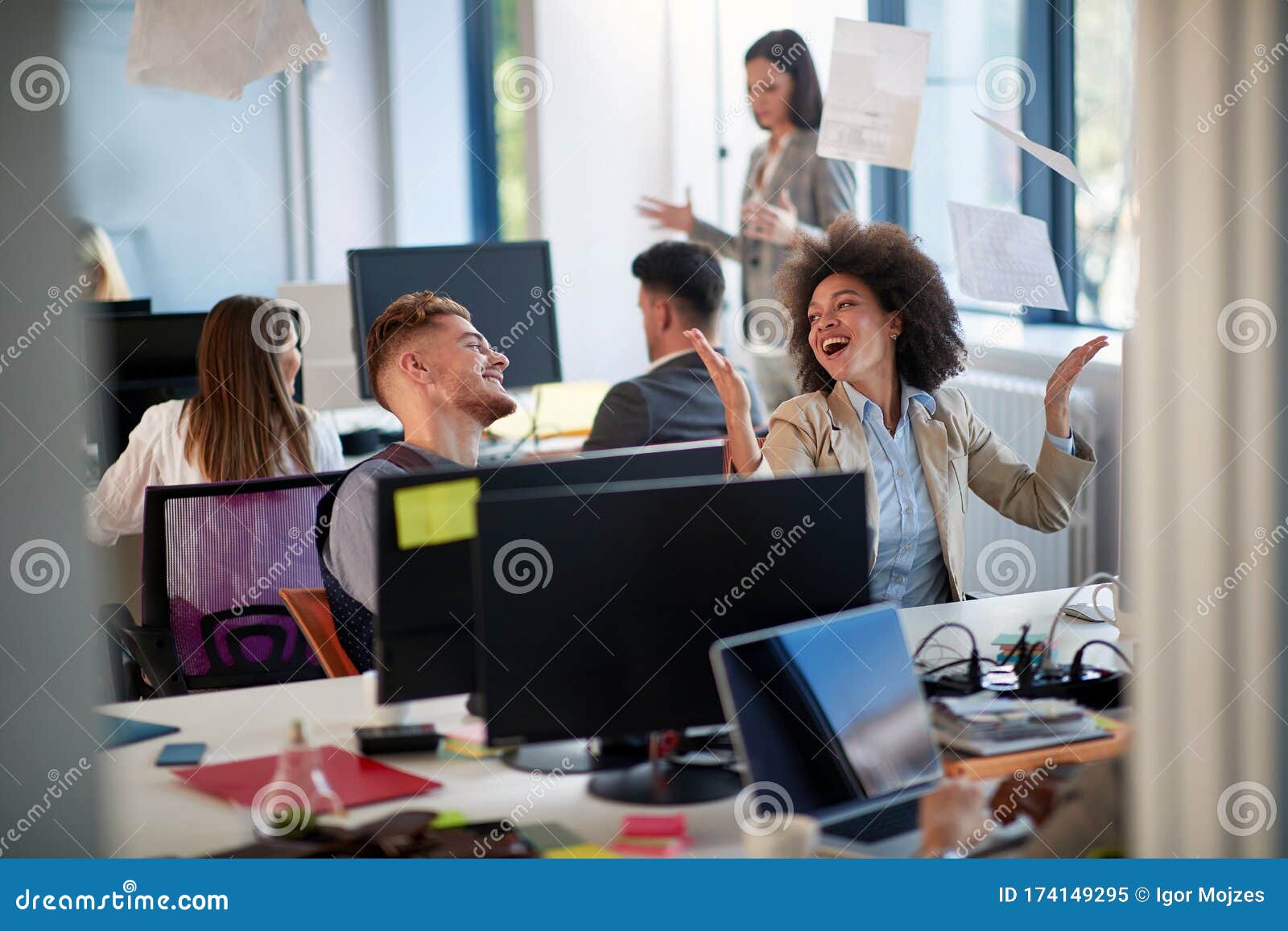 Project is Finish.Workers are Celebrating Successful Finish Project ...