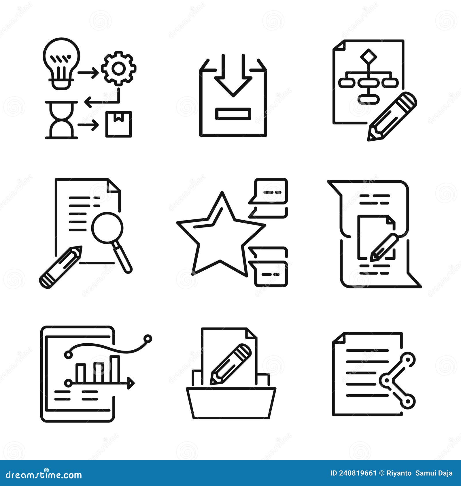 Project Icon Black and White Illustration Stock Vector - Illustration ...