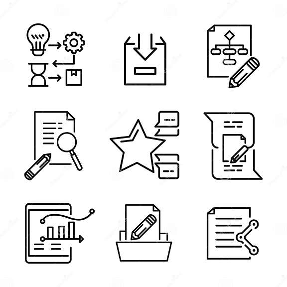 Project Icon Black and White Illustration Stock Vector - Illustration ...