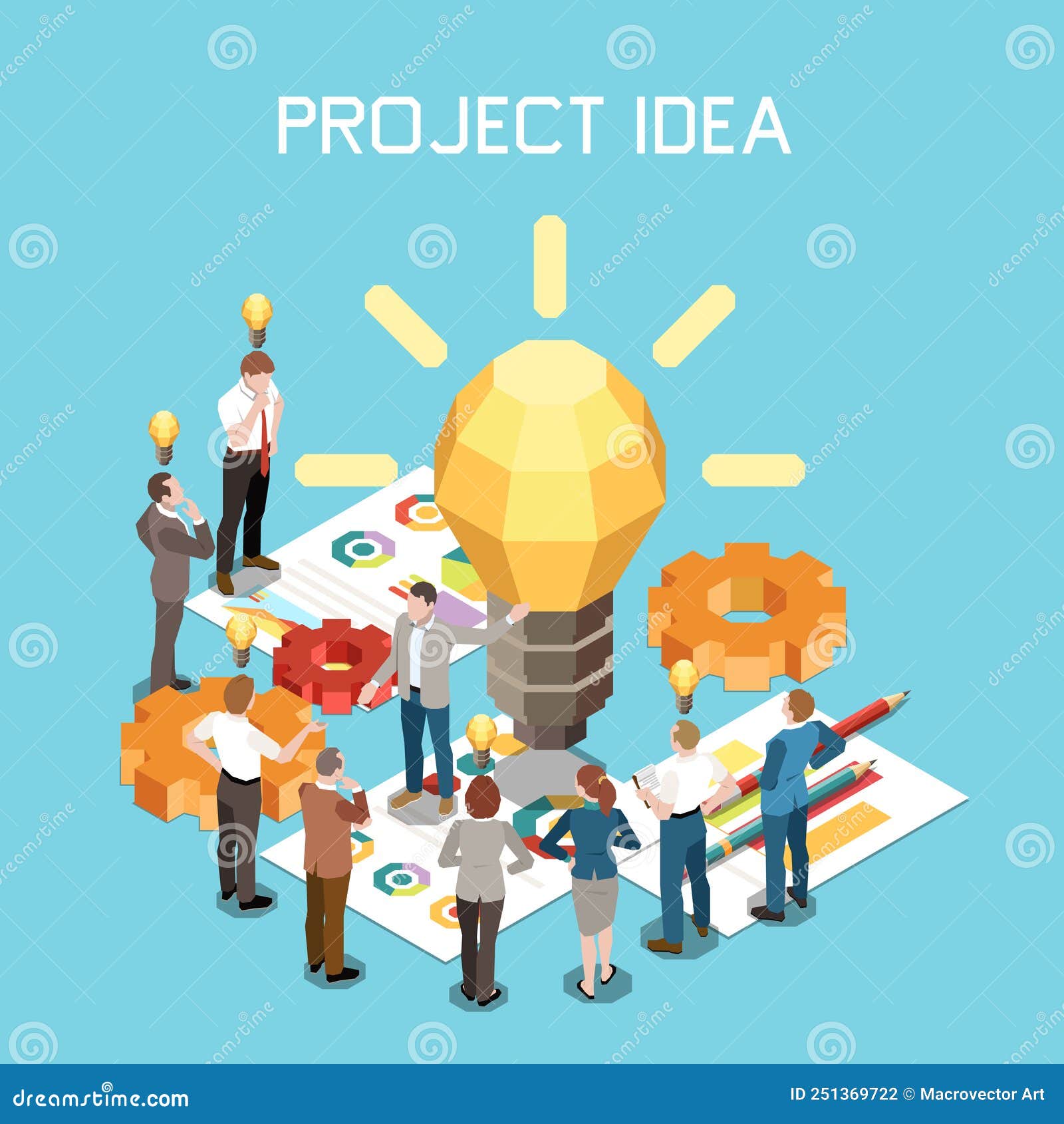 Project Idea Isometric Composition Stock Vector - Illustration of ...
