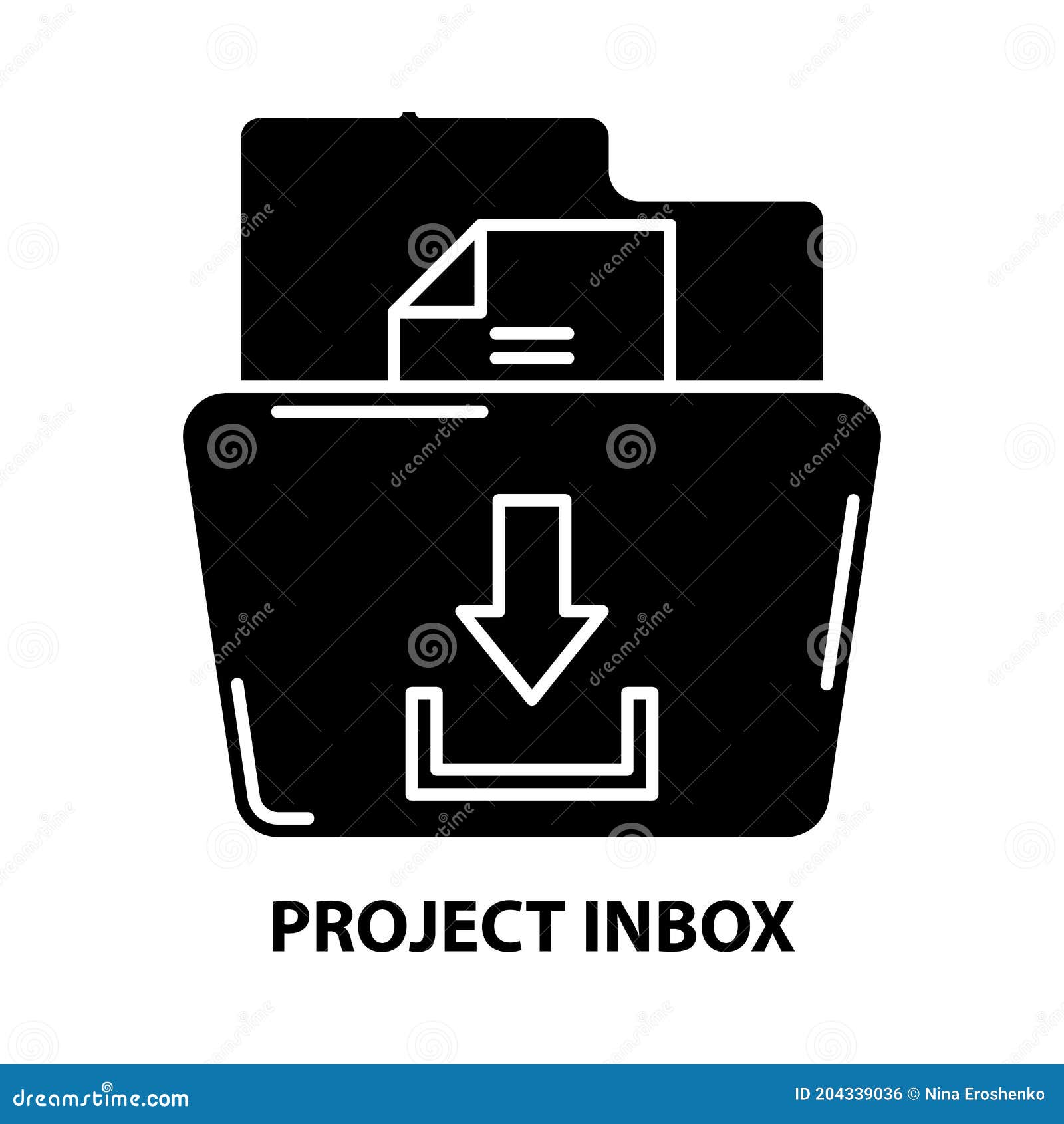 Project Inbox Icon, Black Vector Sign with Editable Strokes, Concept ...
