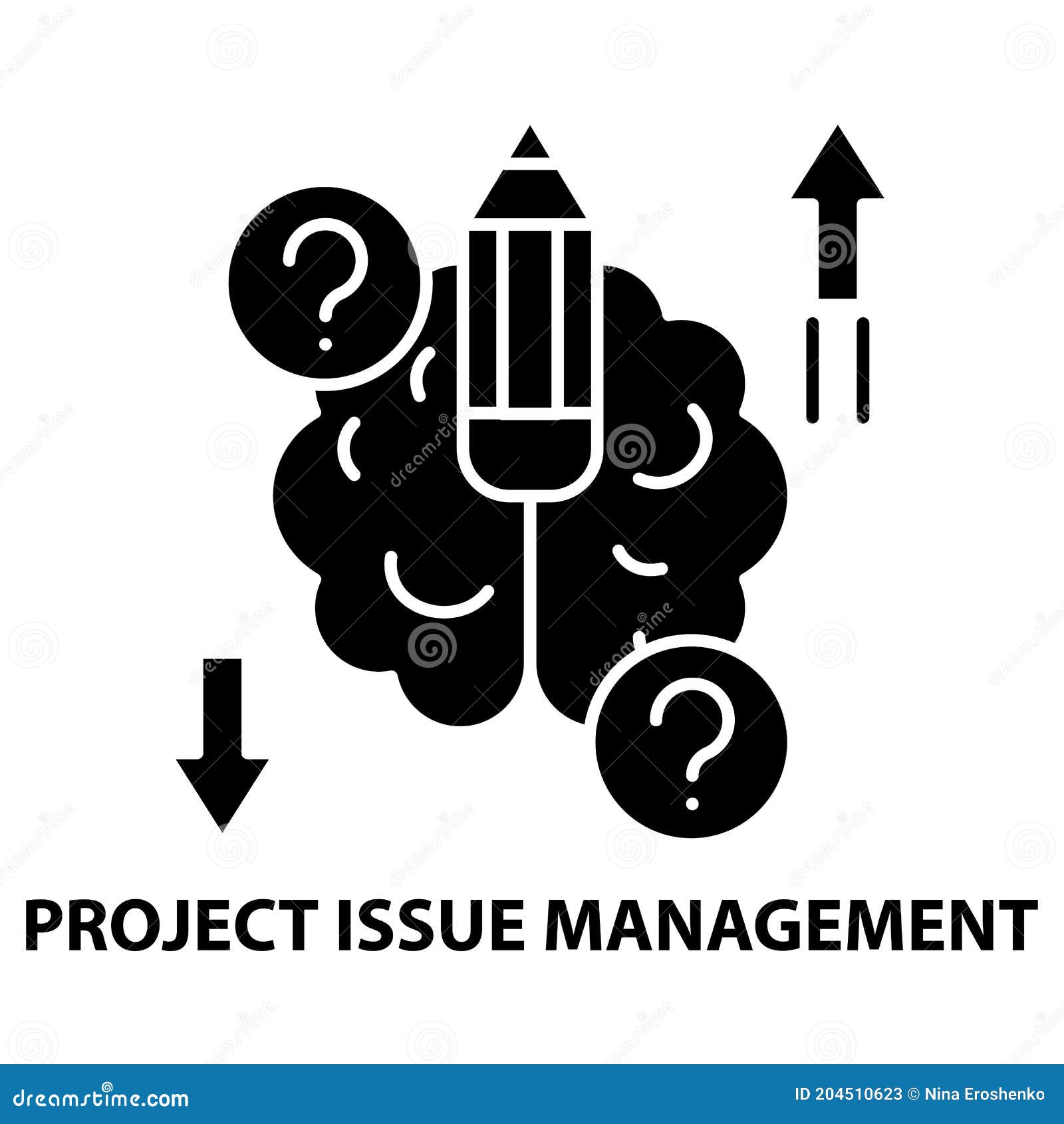 Project Issue Management Icon, Black Vector Sign with Editable Strokes ...