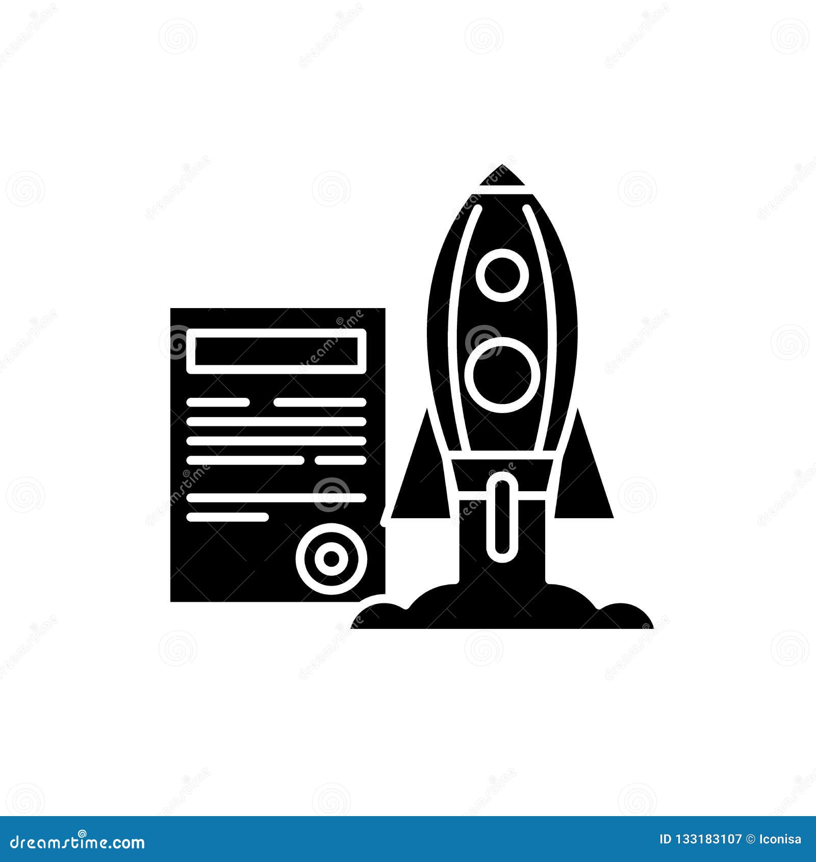 Project Launch Black Icon, Vector Sign on Isolated Background. Project ...