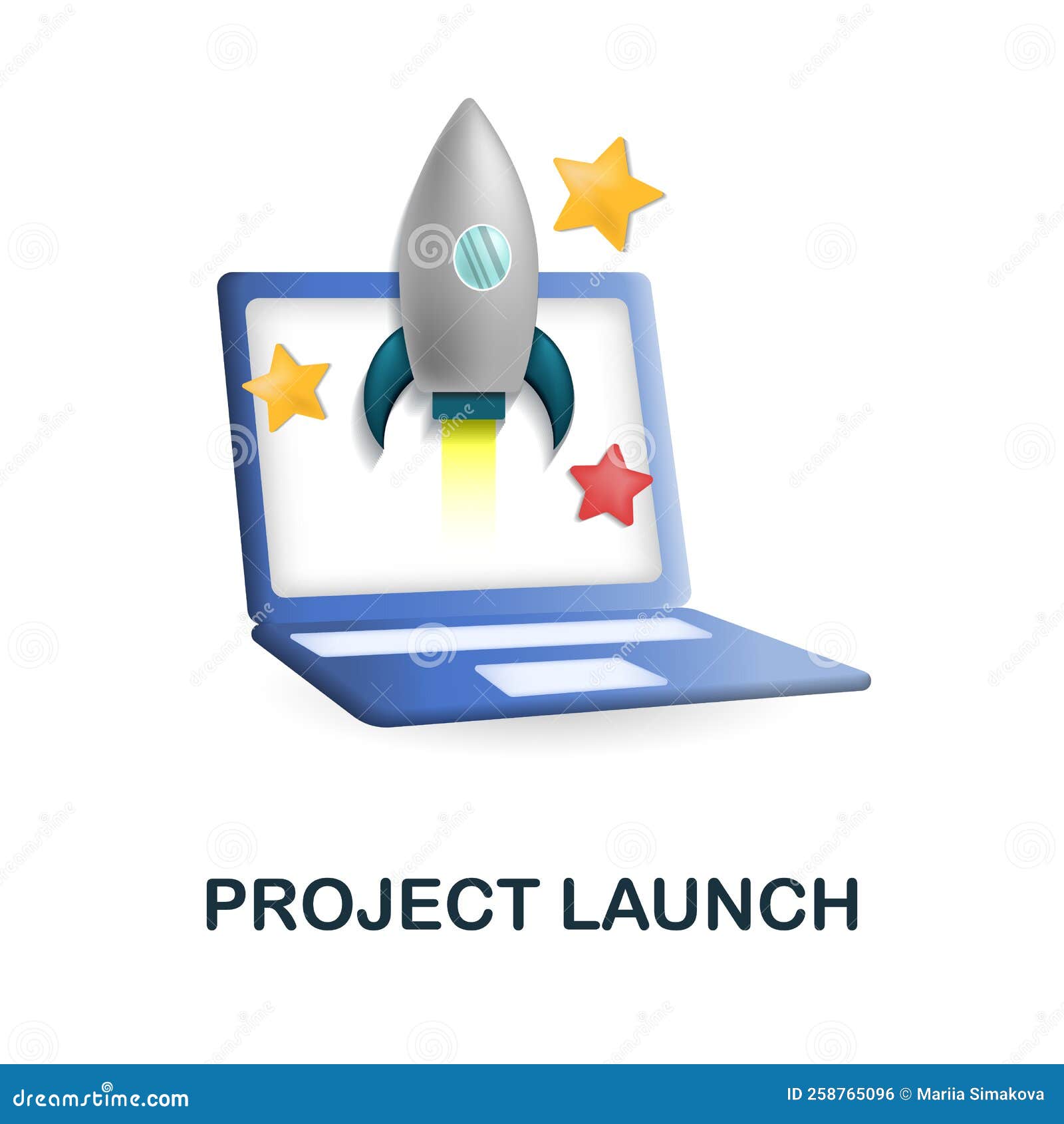 Project Launch Icon. 3d Illustration from Web Development Collection ...