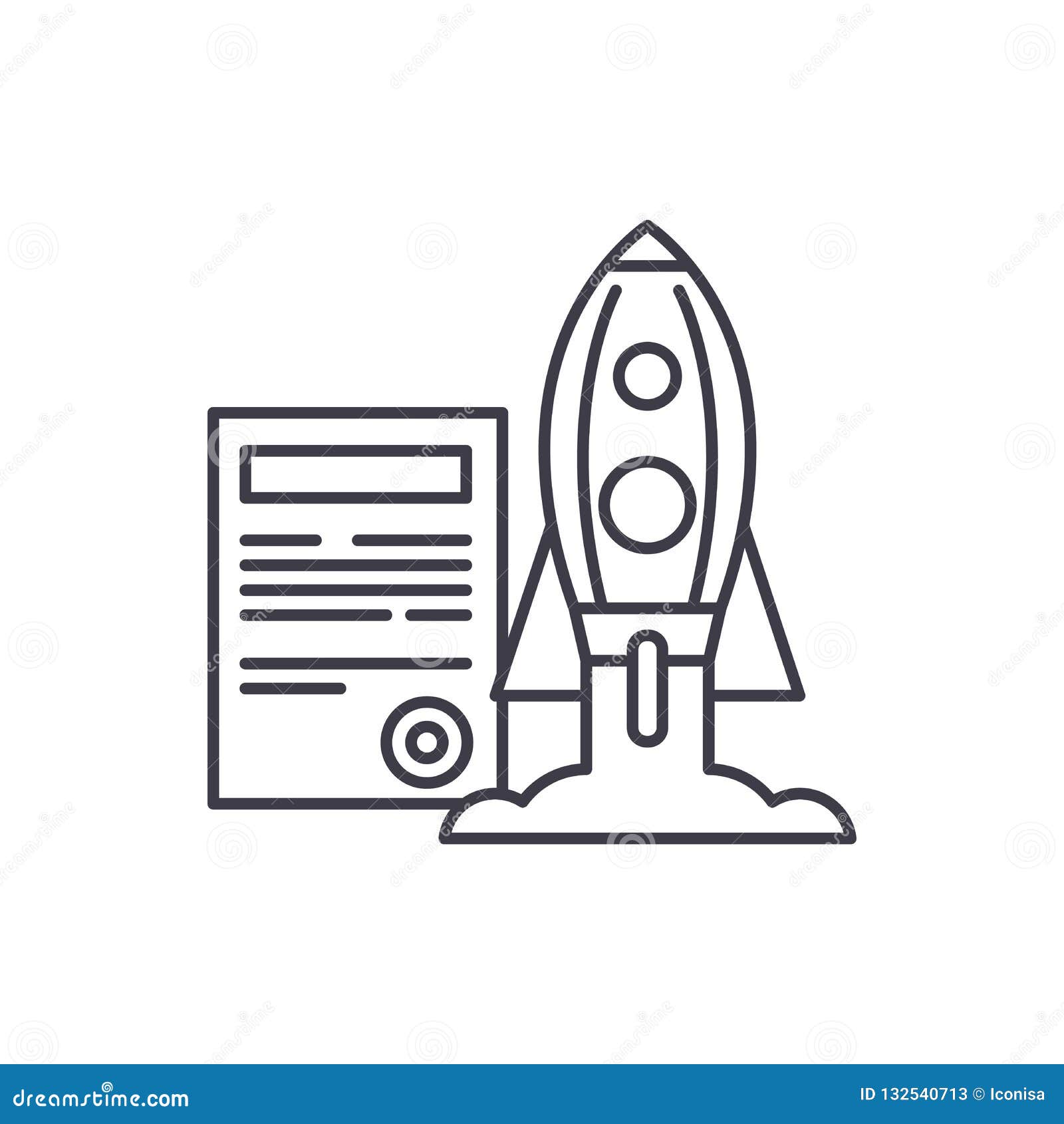 Project Launch Line Icon Concept. Project Launch Vector Linear ...