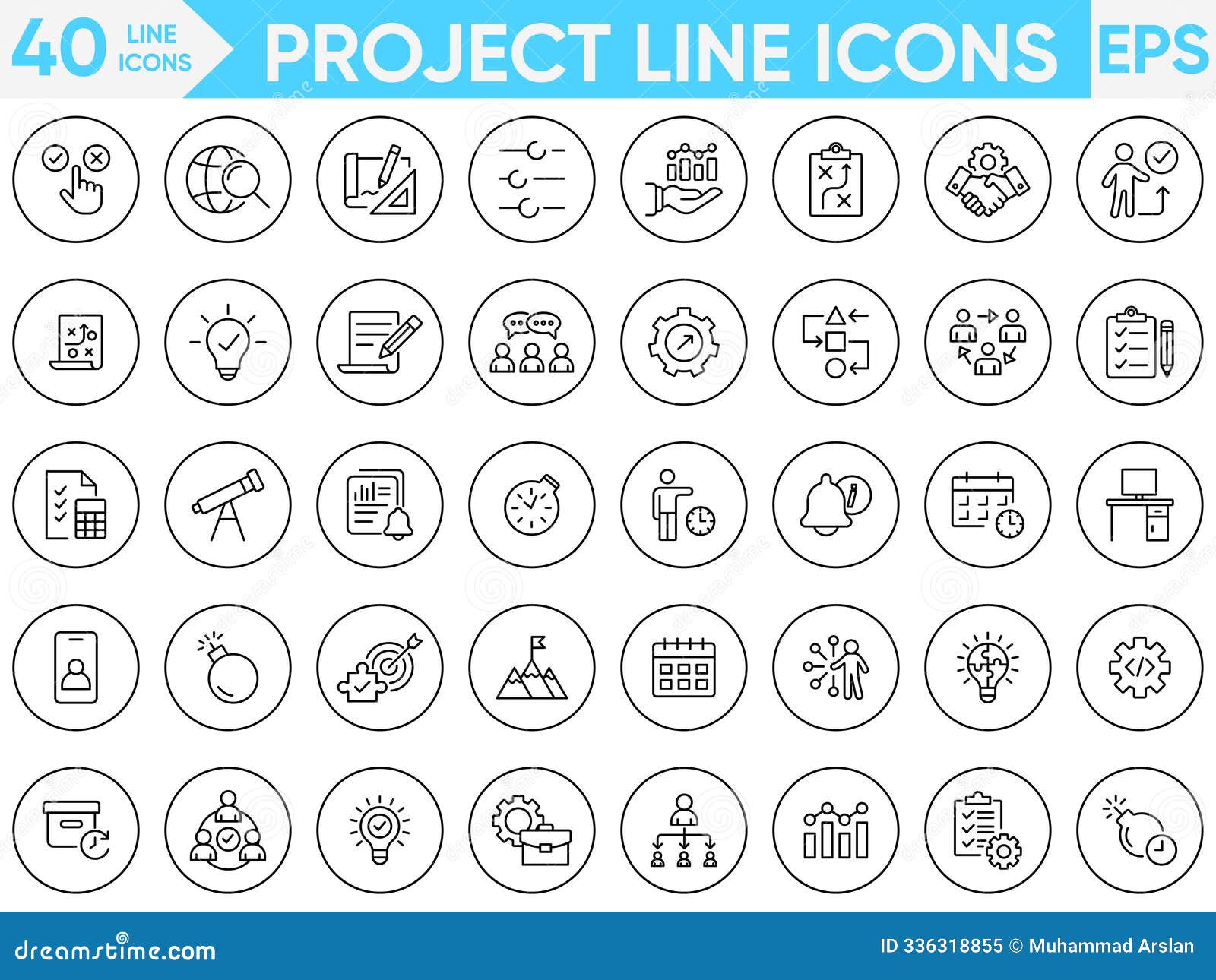 Project Line Icons Vector and Illustration Set Stock Illustration ...