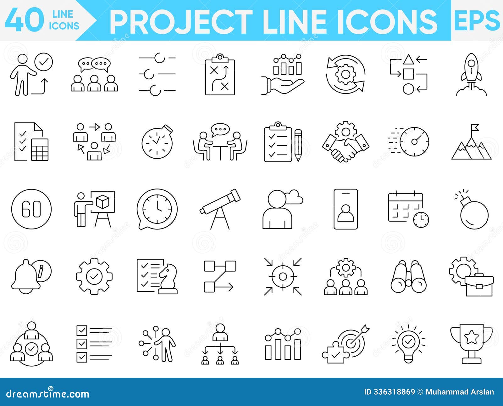 Project Line Icons Vector and Illustration Set Stock Illustration ...