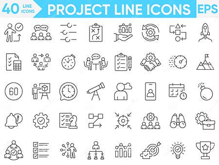 Project Line Icons Vector and Illustration Set Stock Illustration ...
