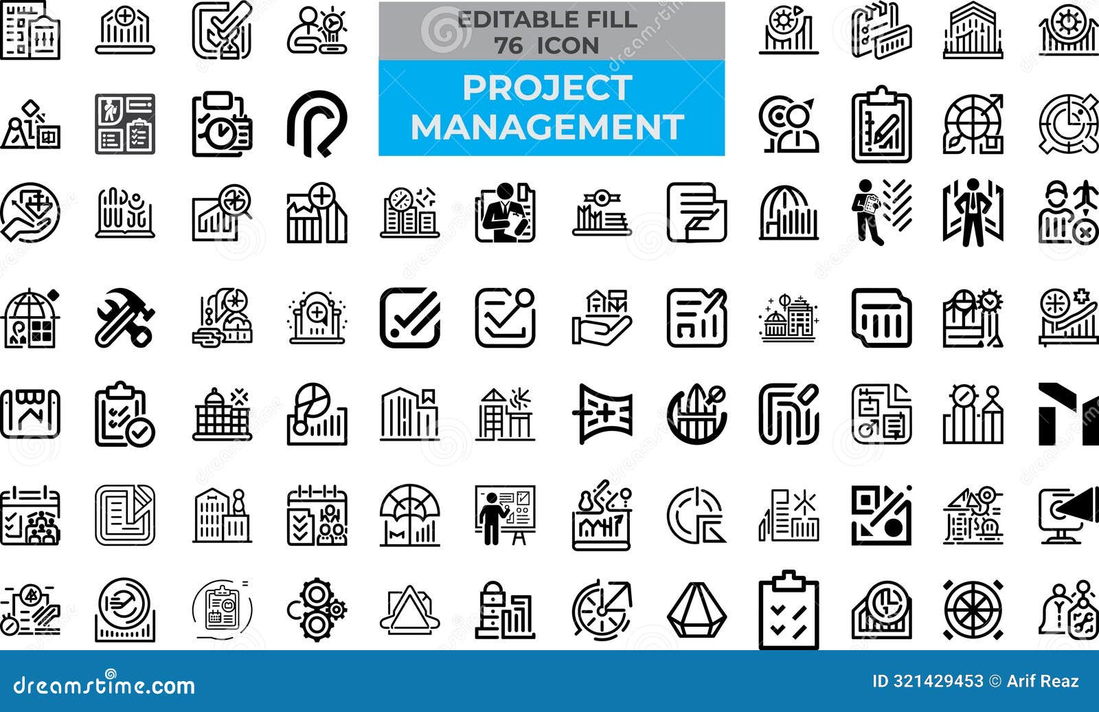 76 Icon Related To Project Management Vector Illustration. Stock ...