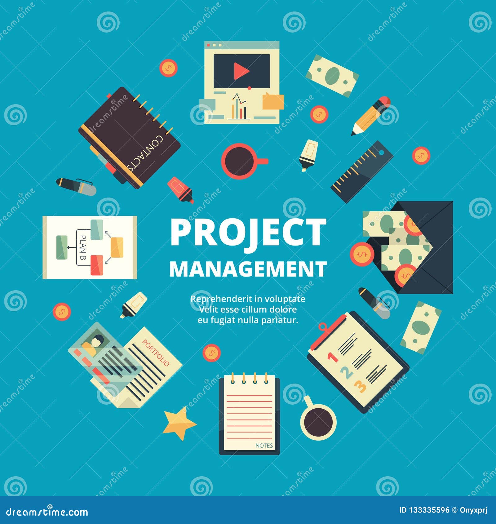 Project Management Background. Concept of Office Perfect Team Manage ...