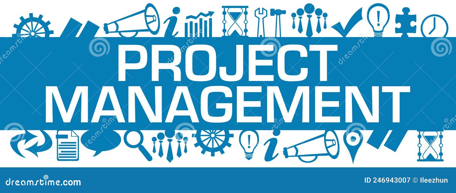 Project Management Blue Business Symbols Top Bottom Horizontal Stock ...