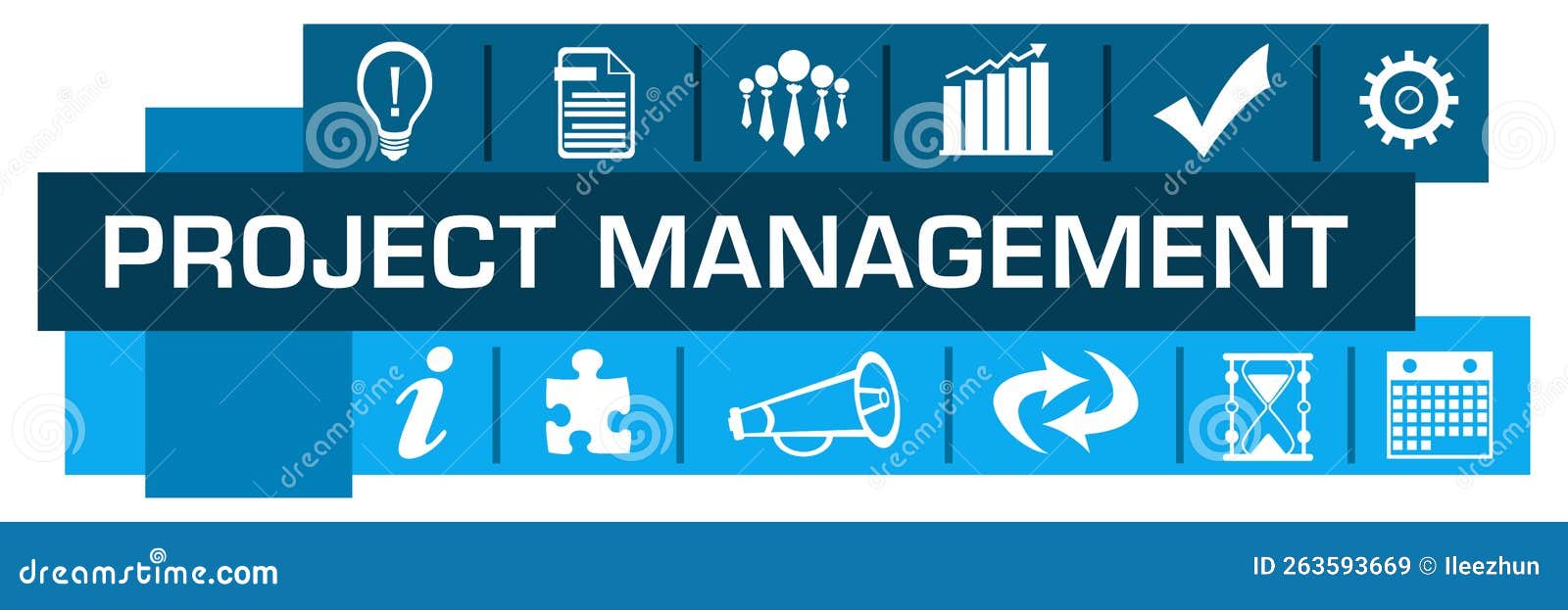 Project Management Blue Lines Business Symbols Horizontal Stock ...