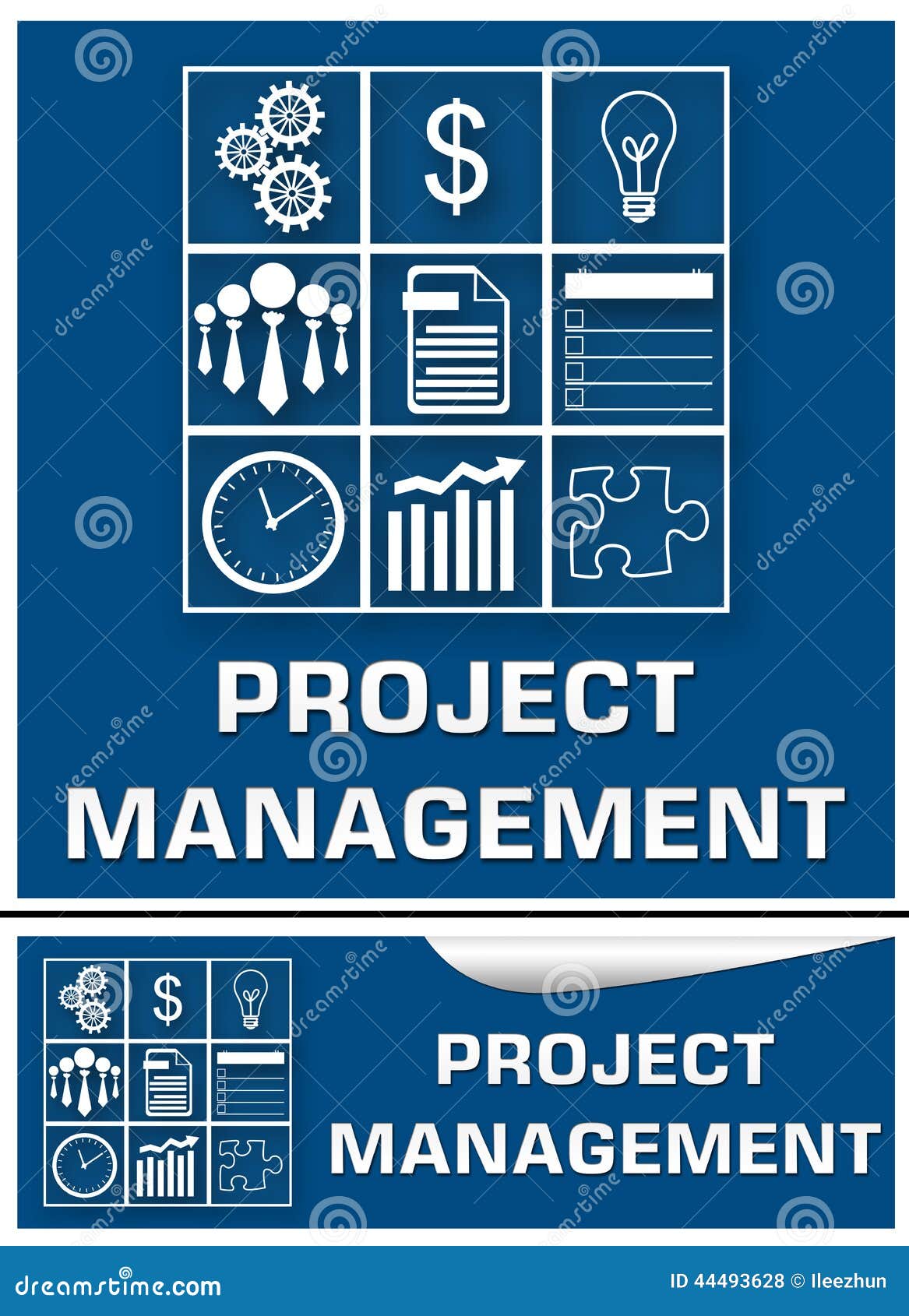 Project Management Blue White Set Stock Illustration - Illustration of ...
