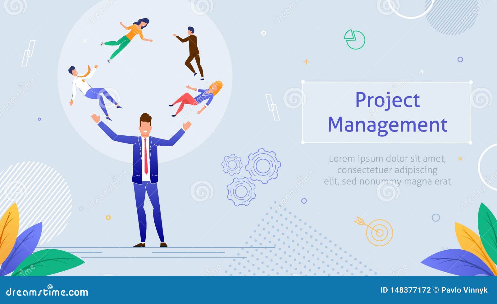 Project Management Business Multitasking Teamwork. Stock Vector ...