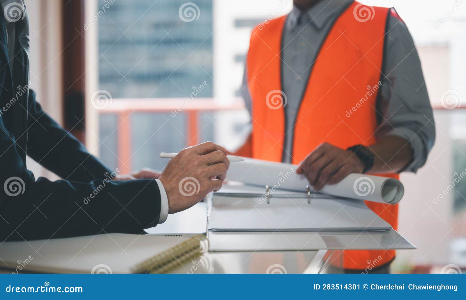 Project Management, Businessman and Contractor Discussion on Data Stock ...