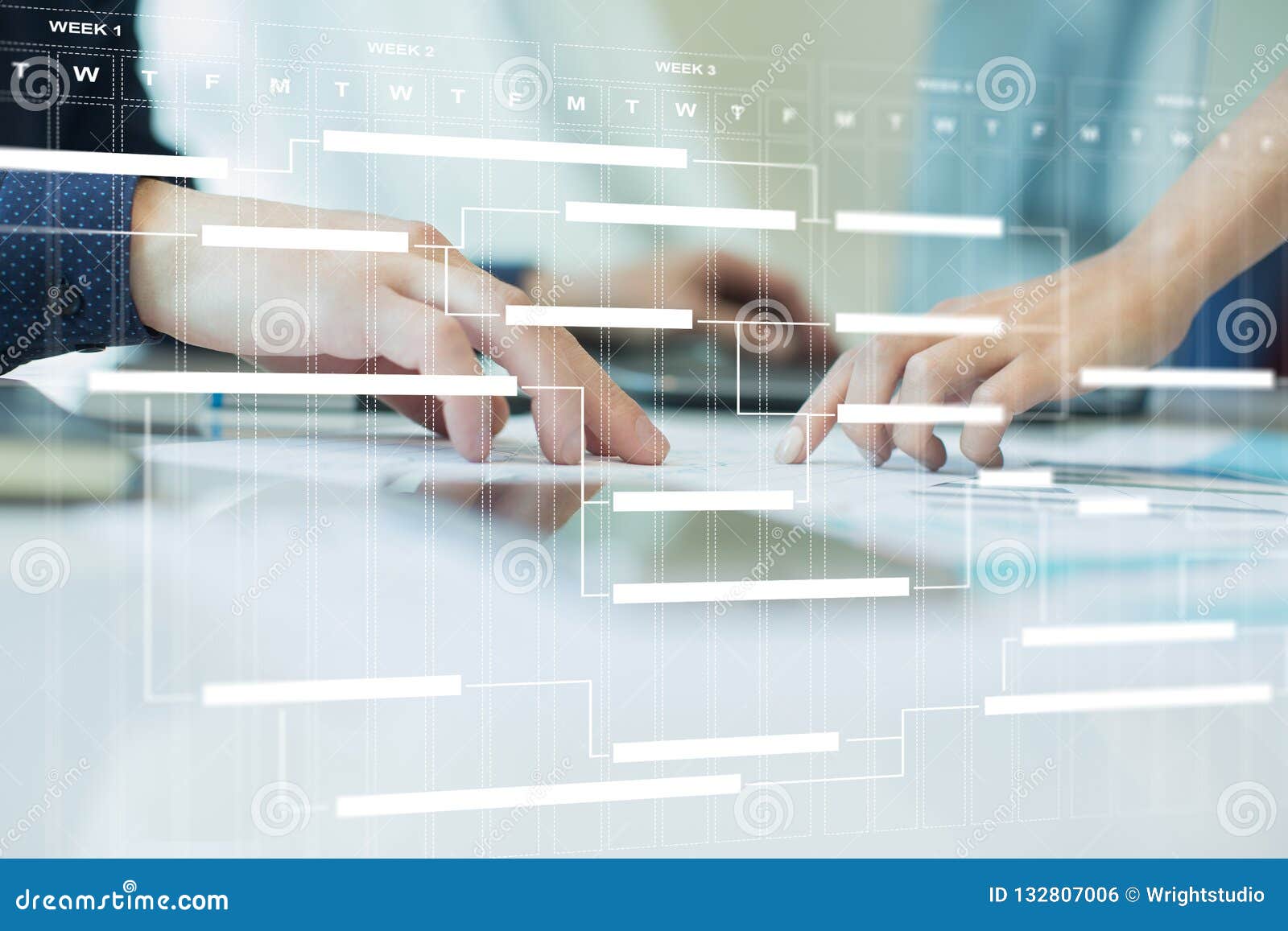 Project Management Chart on Virtual Screen. Schedule. Timeline. Stock ...