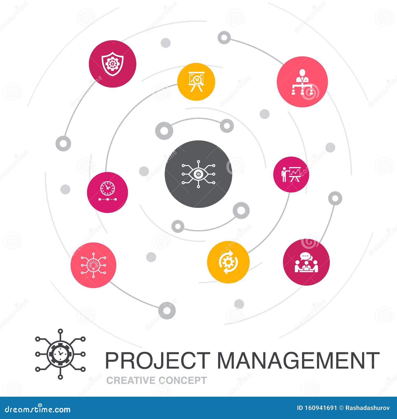 Project Management Colored Circle Stock Vector - Illustration of ...