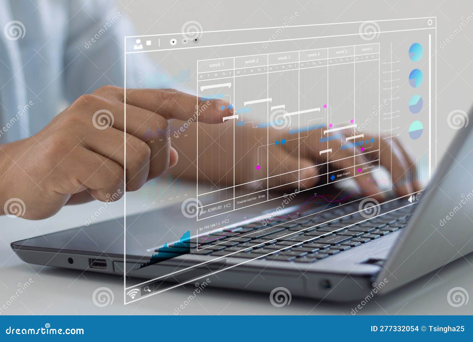 Project Management Concept. Analyst Working with Computer in Business ...