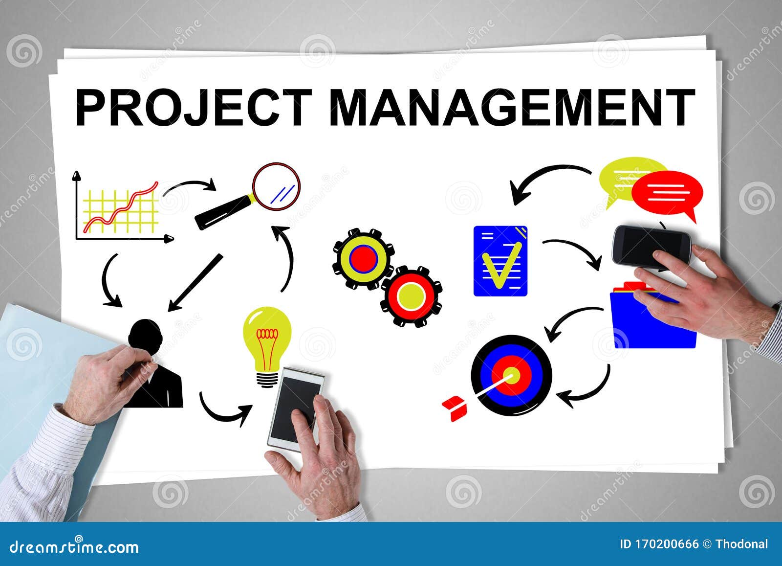 Project Management Concept Placed on a Desk Stock Illustration ...