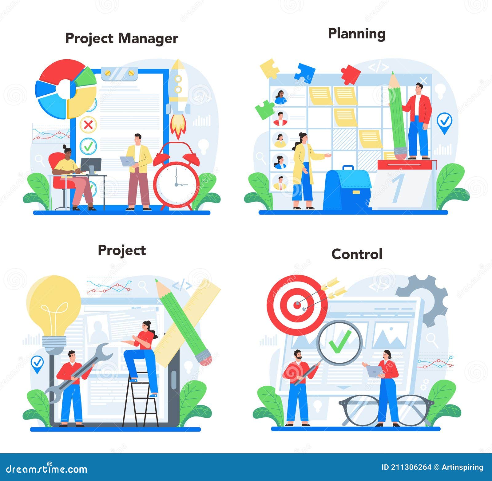 Project Management Concept Set. Successful Strategy Planning Stock ...