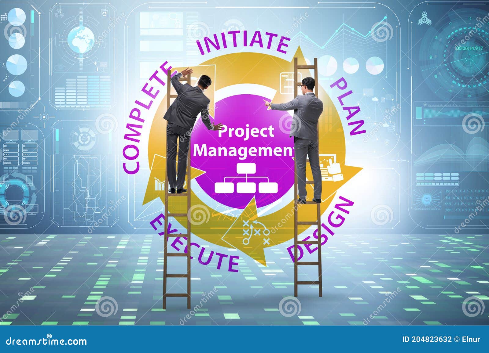 Project Management Concept in Stages with Businessman Stock Photo ...