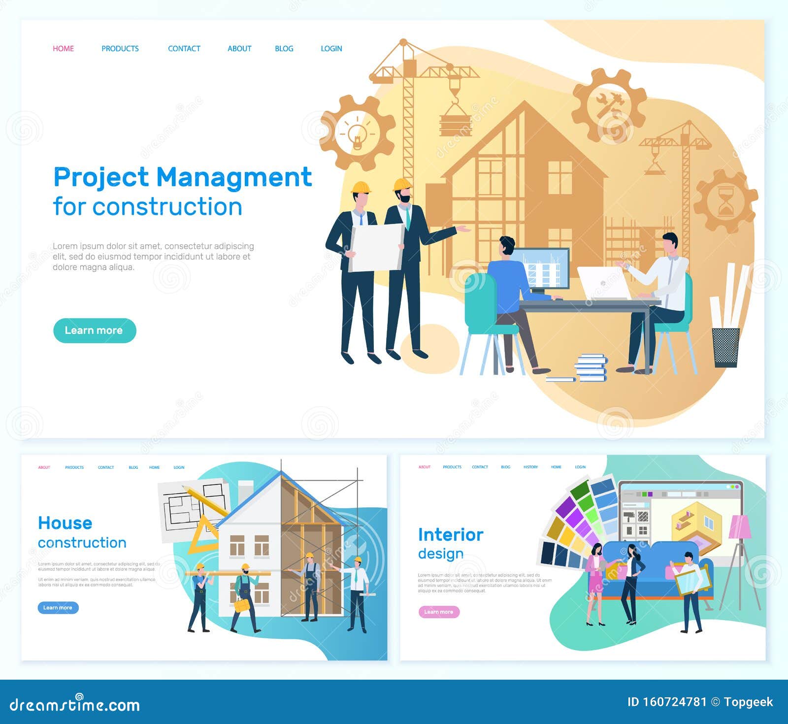 Project Management Construction, Interior Design Stock Vector ...