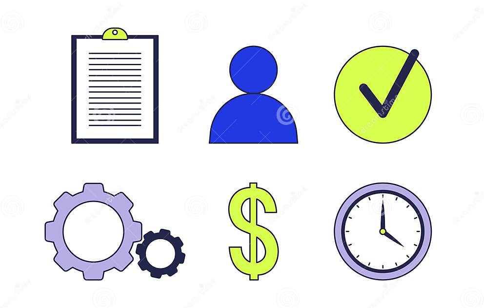 Project Management 2D Cartoon Objects Set Stock Illustration - Illustration of design, gear ...