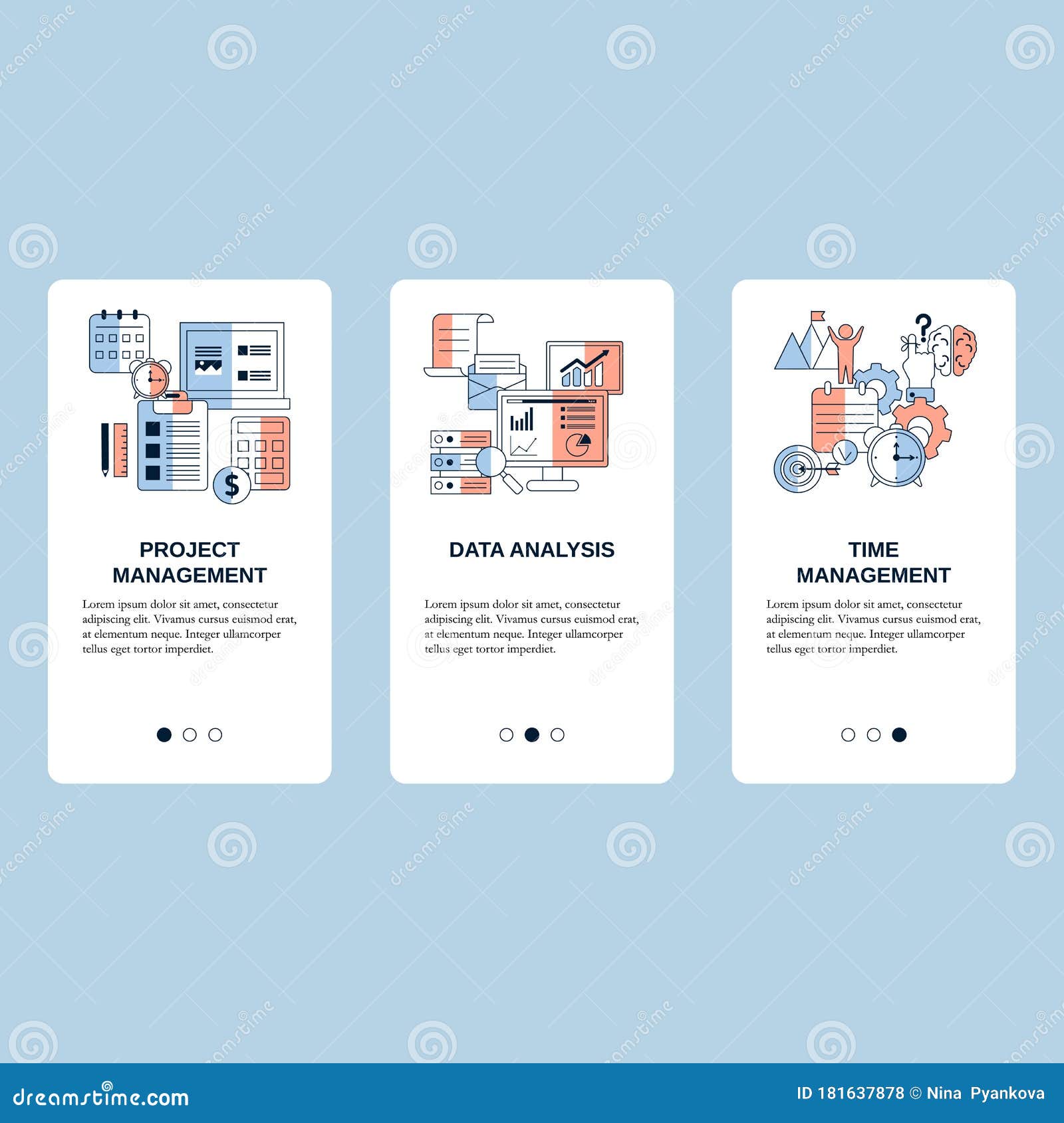 Project Management, Data Analysis and Time Management Stock Vector ...