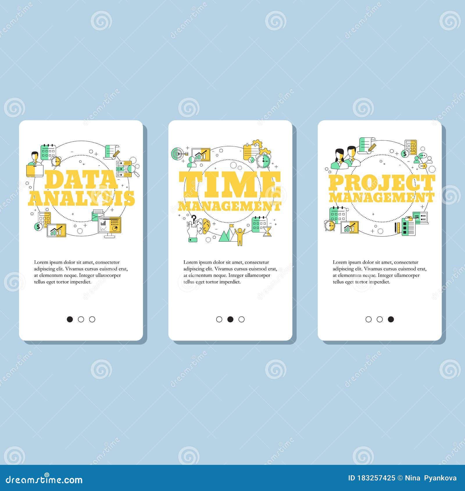 Project Management, Data Analysis and Time Management Stock Vector ...