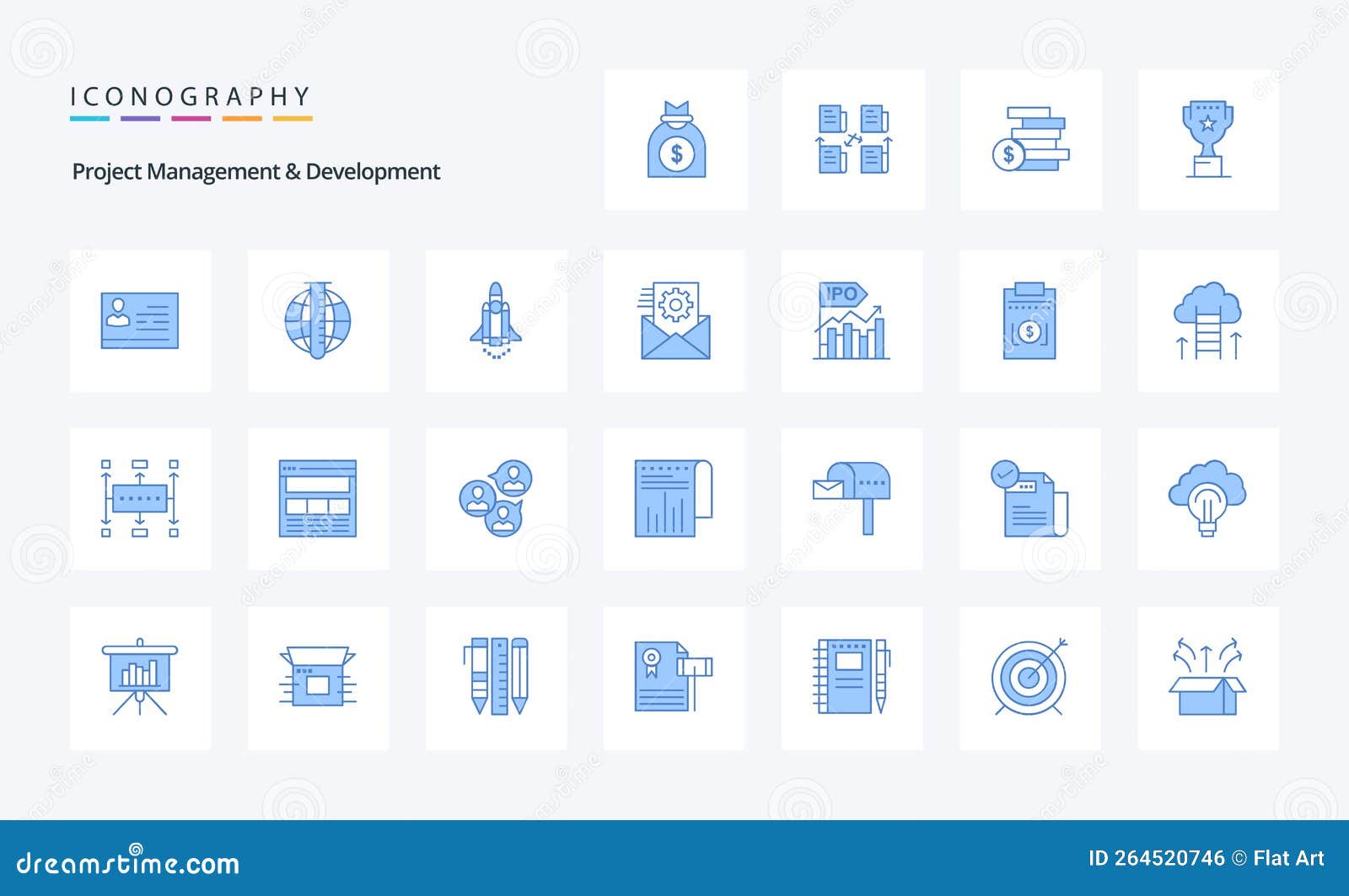 25 Project Management and Development Blue Icon Pack Stock Vector ...