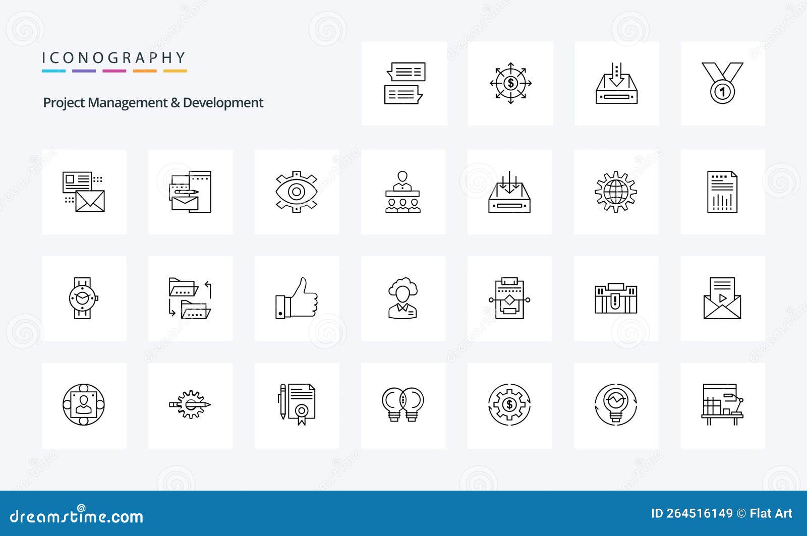 25 Project Management and Development Line Icon Pack Stock Vector ...