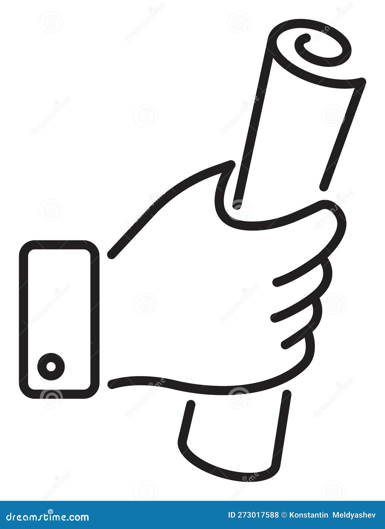 Project Management Hand, Paper Roll, Project Plan Vector Icon ...