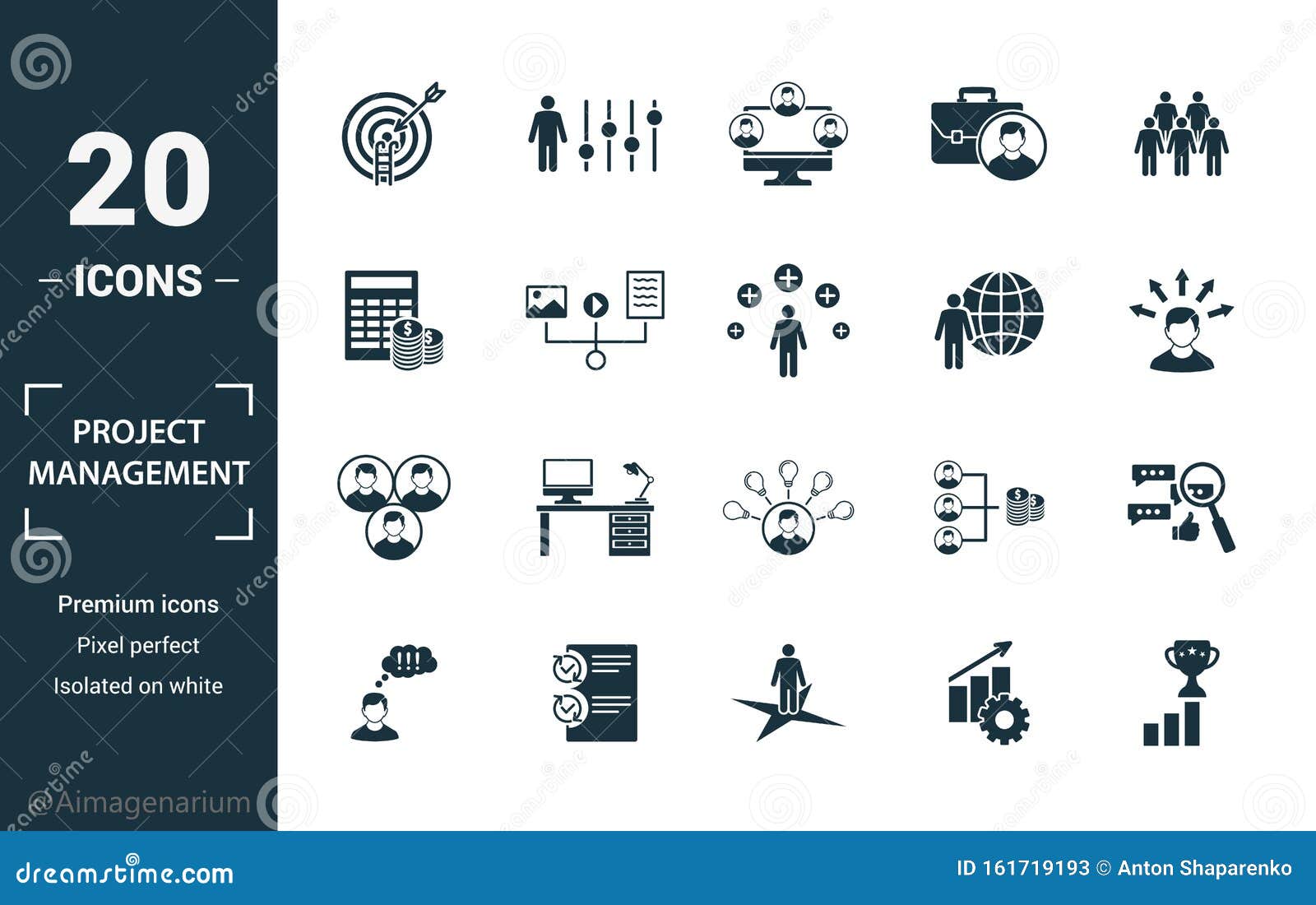 Project Management Icon Set. Include Creative Elements Goal Seeking ...