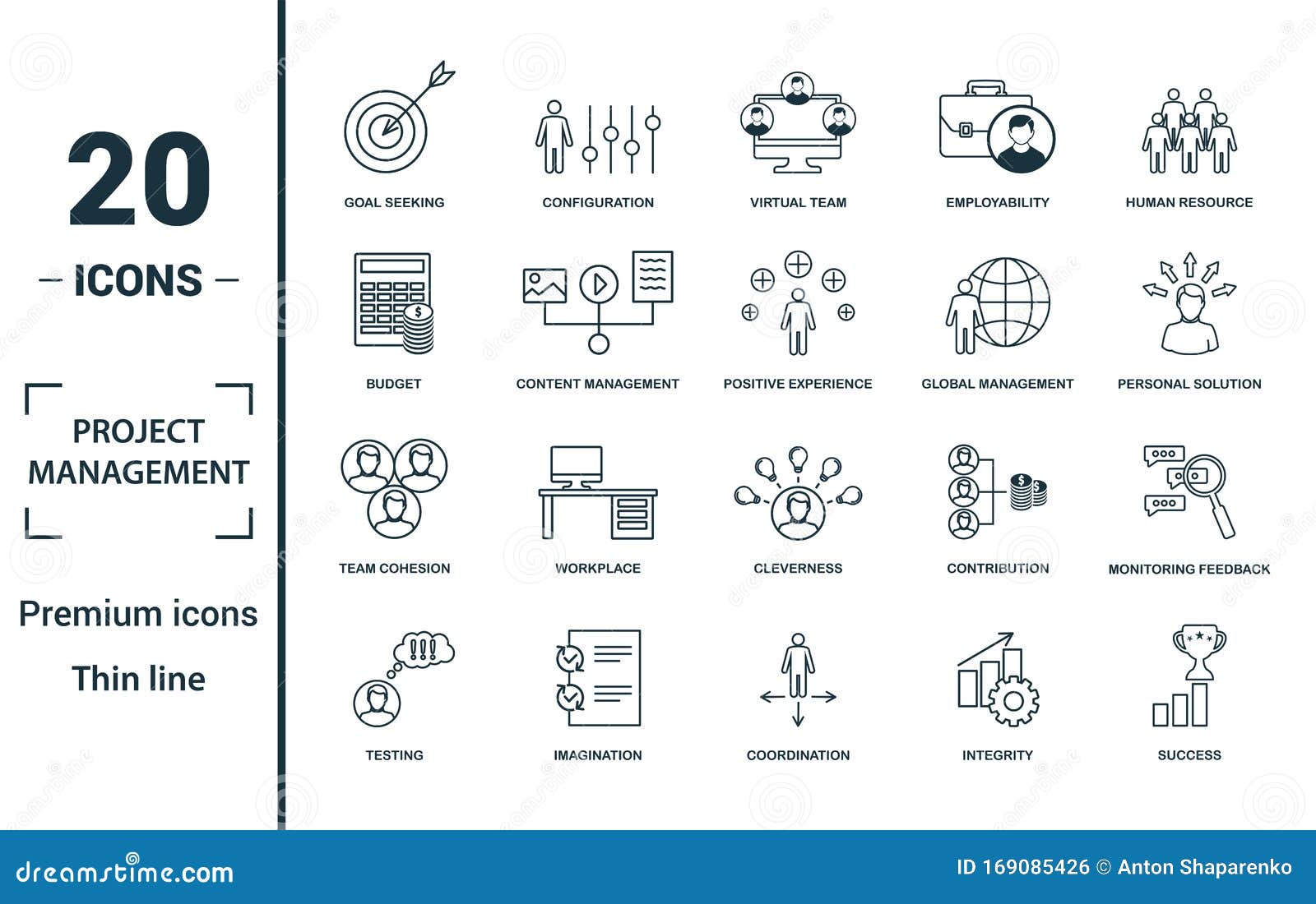 Project Management Icon Set. Include Creative Elements Goal Seeking ...