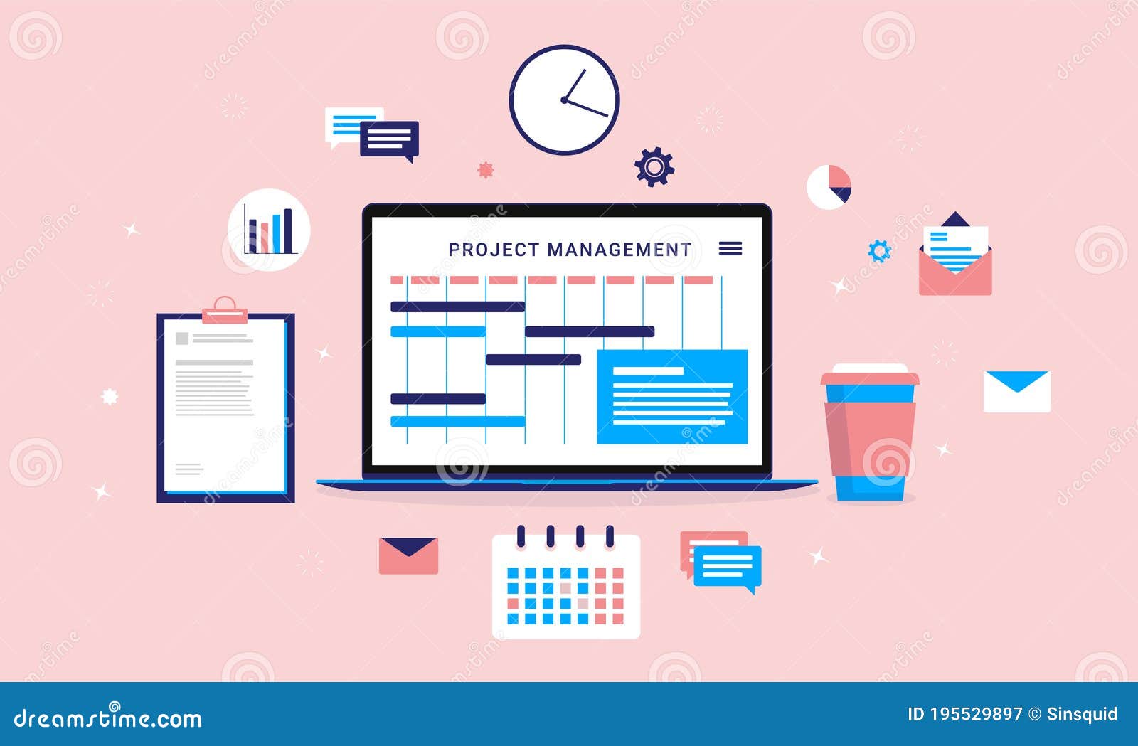 Project Management - Laptop Computer with Planning Software on Screen ...