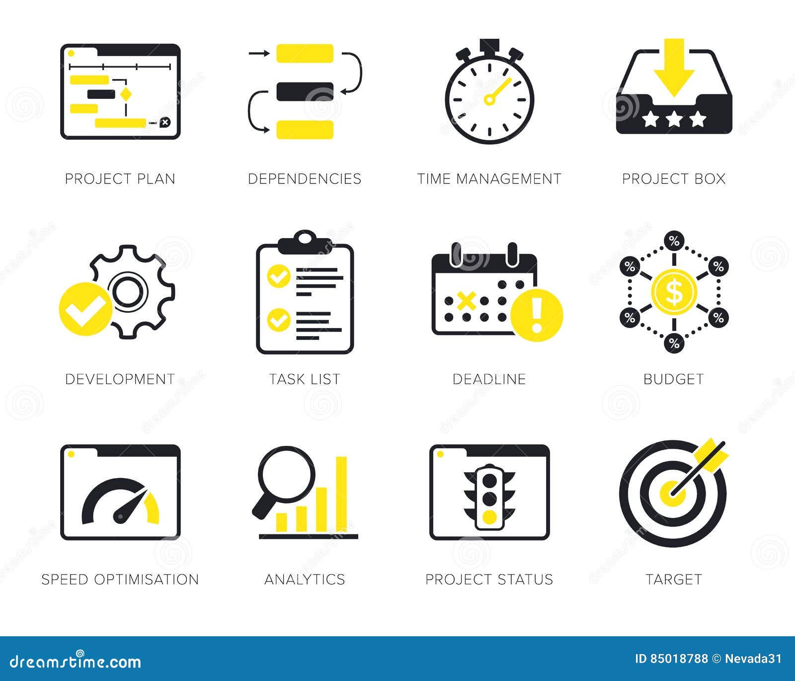 Project management icons stock illustration. Illustration of corporate ...