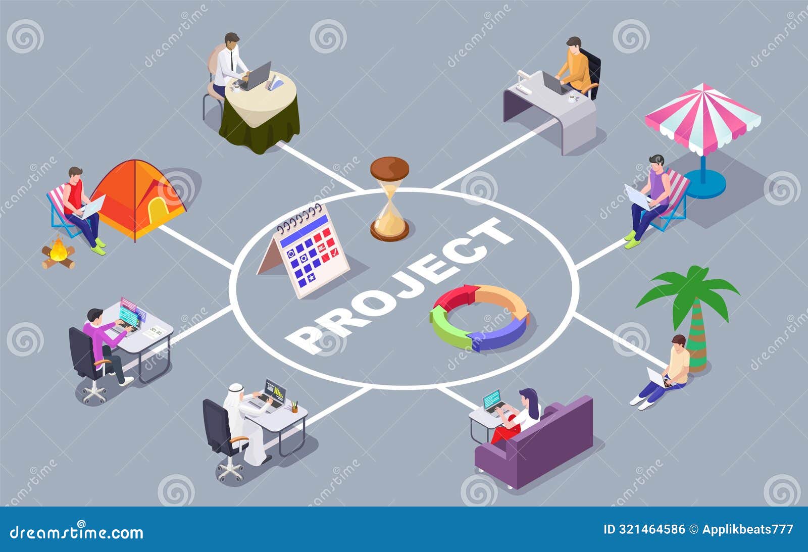 Project Management Infographic with Remote Workers Stock Vector ...