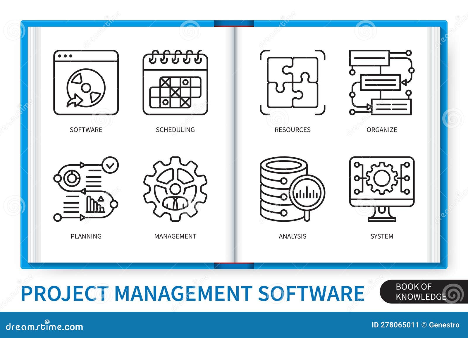 Project Management Infographics PMS Linear Icons Collection Stock ...