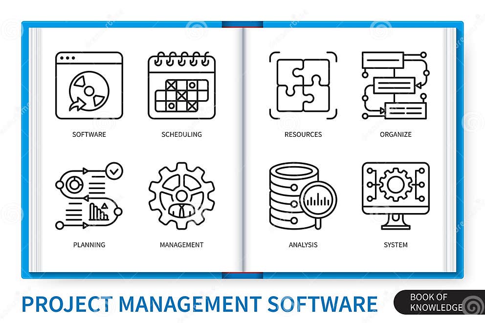 Project Management Infographics PMS Linear Icons Collection Stock ...