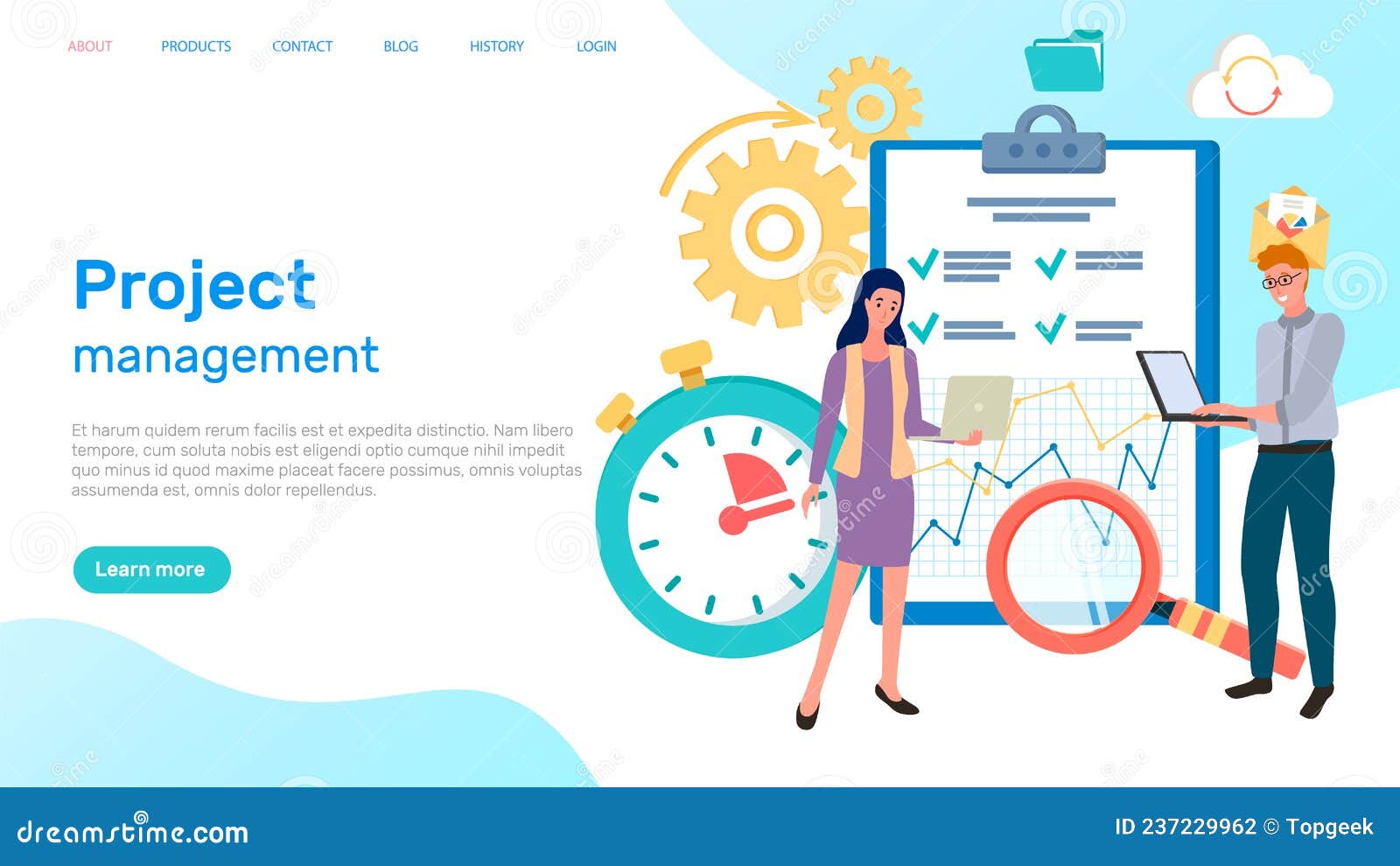 Project Management Landing Page Concept. Idea of Business Plan and ...