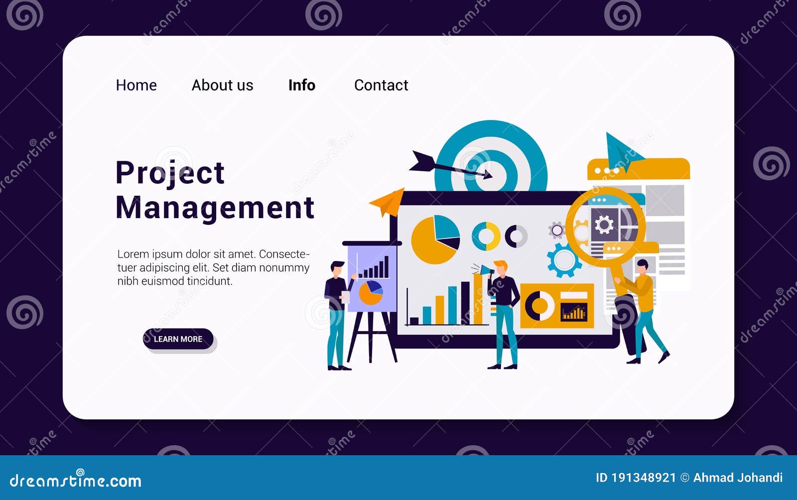 Project Management Landing Page Template Graphic Design Illustration ...