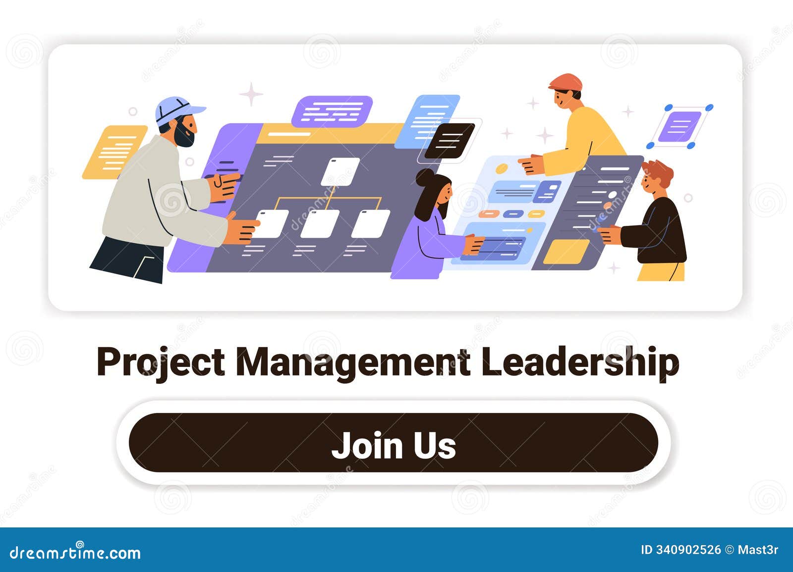 Project Management Leadership Teamwork People Collaborating on Tasks ...