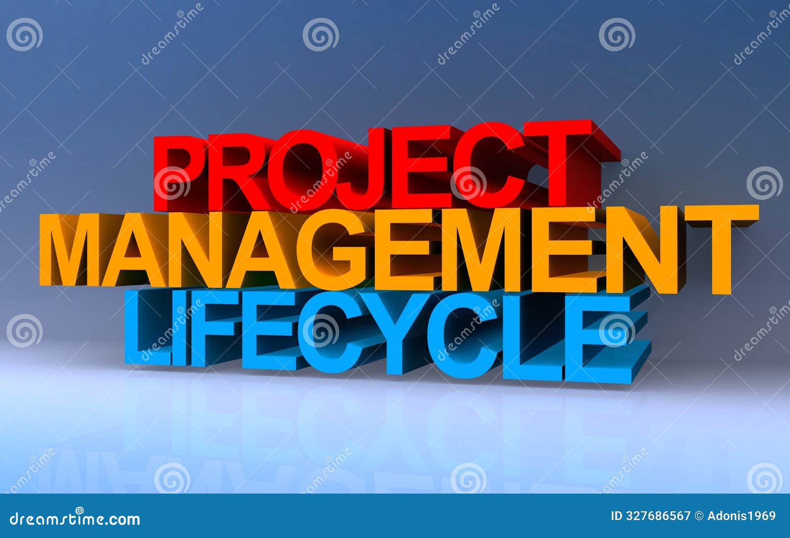 Project Management Lifecycle on Blue Stock Image - Image of ...
