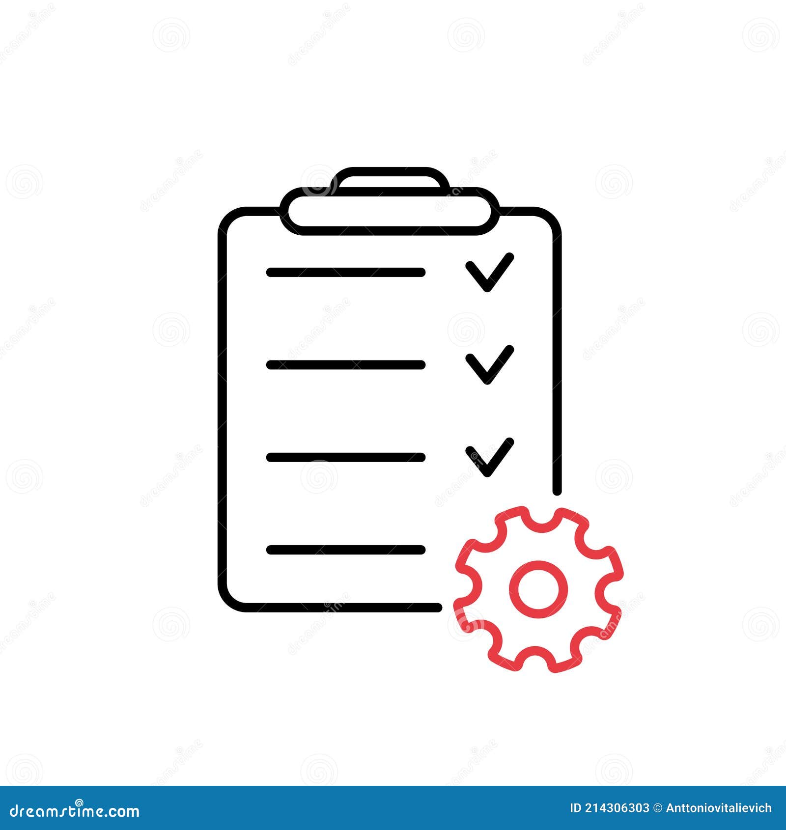 Project Management Line Icon. Clipboard and Gear Icon. Checklist with ...