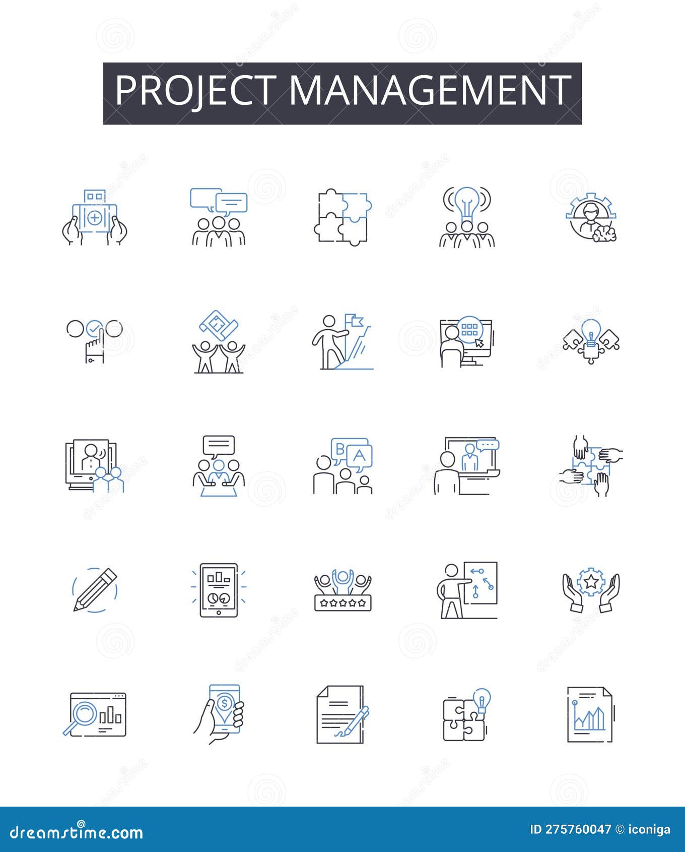 Project Management Line Icons Collection. Time Management, Resource ... Project Management Line Icons Collection. Time Management, Resource ...
